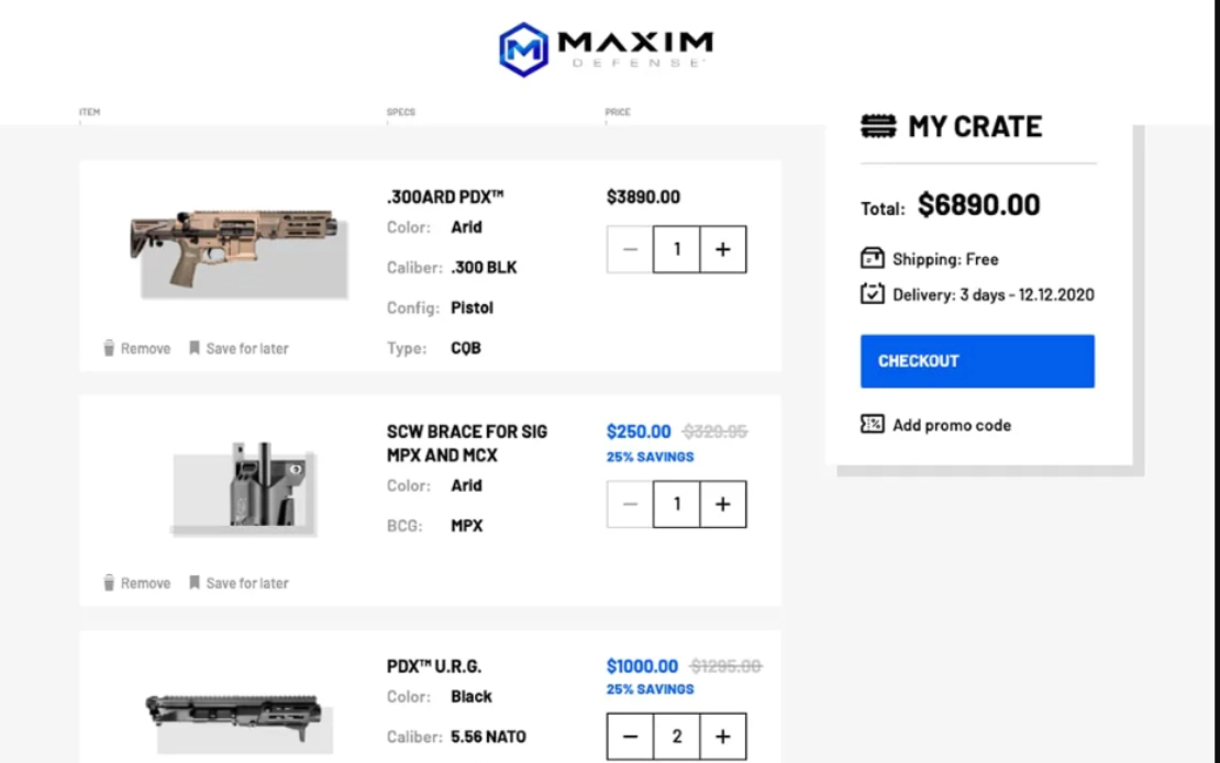 Maxim Defense E-Commerce Redesign for Defense Equipment Manufacturer ...