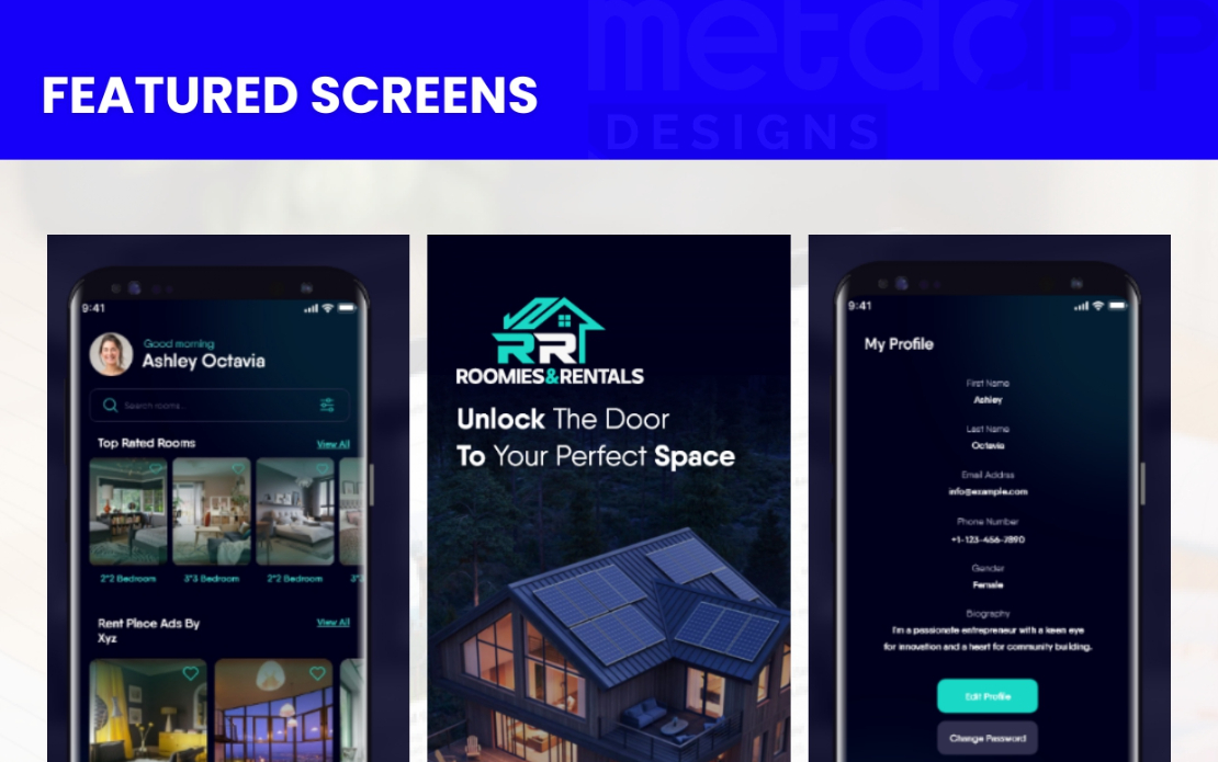 Roommate Finder Platform (User, Renter & Admin) - Meta App Designs case ...